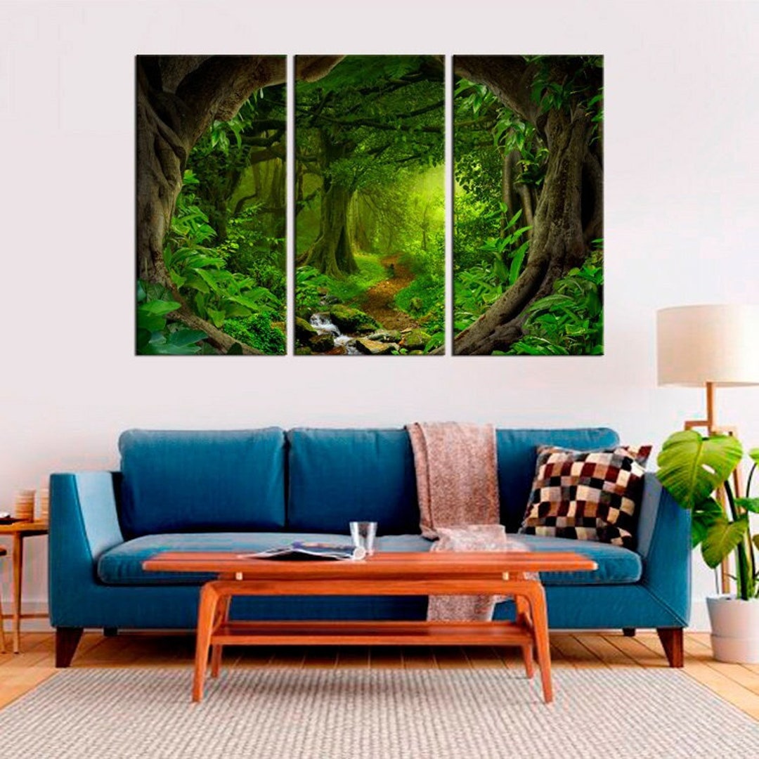 Forest Wall Art, Green Tree Wall Art Rainforest Canvas Print, Natural ...