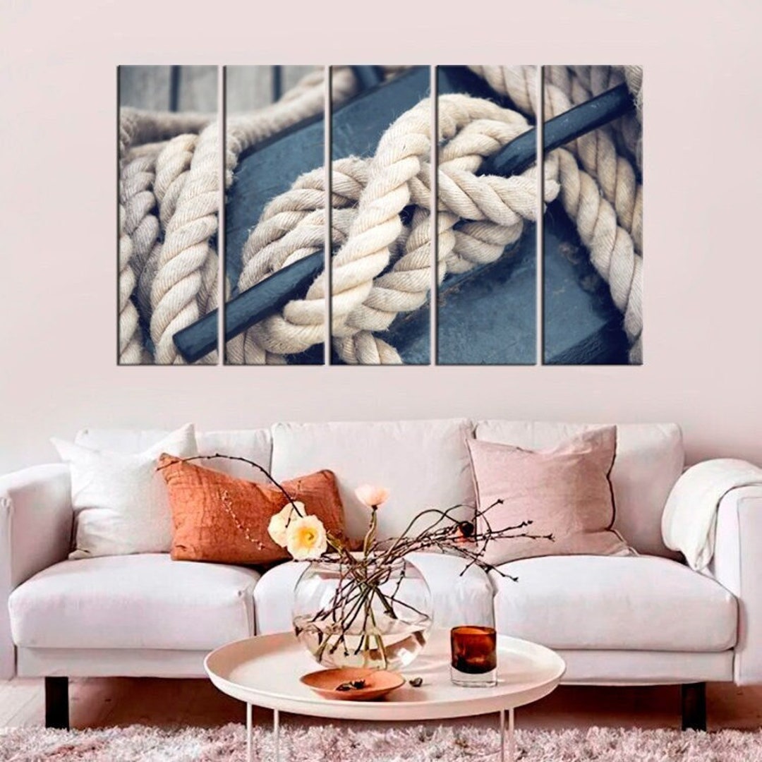 Sea Knot Wall Art, Nautical Rope Wall Art, Beach Canvas Print, Maritime ...
