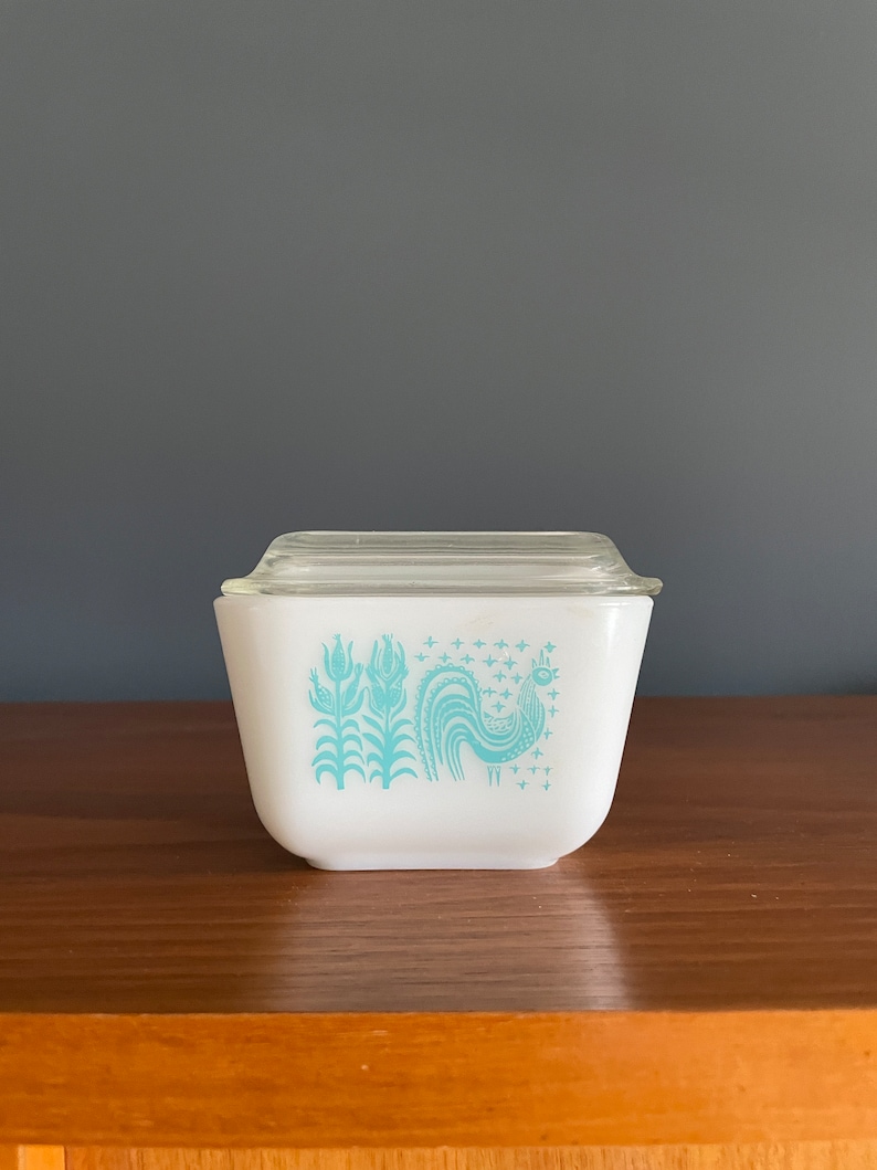 Vintage Pyrex Aqua Blue Turquoise Butterprint Fridgie 501 With - Etsy