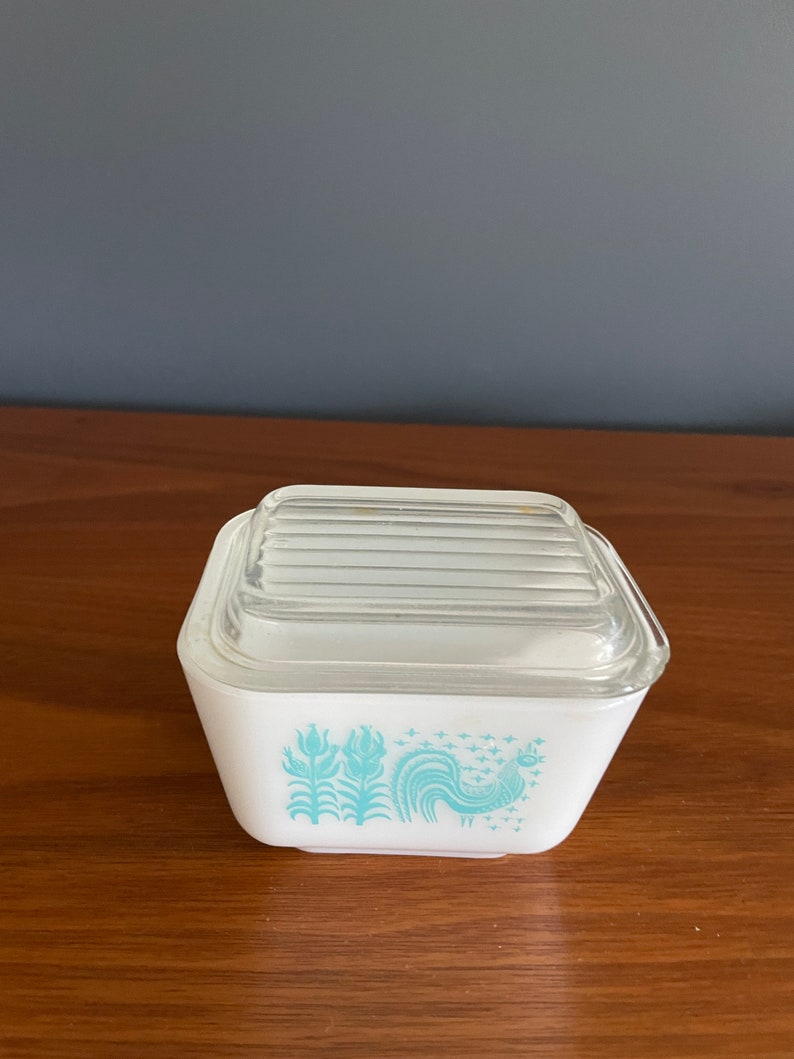 Vintage Pyrex Aqua Blue Turquoise Butterprint Fridgie 501 With - Etsy