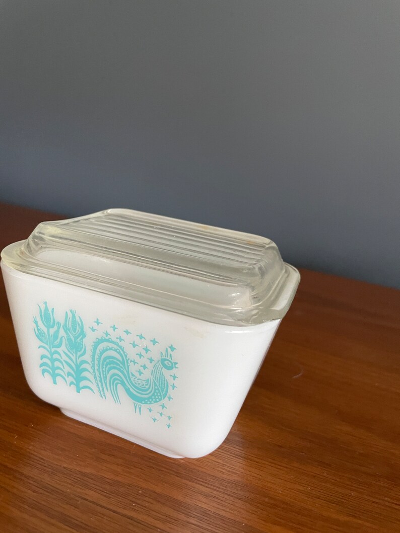 Vintage Pyrex Aqua Blue Turquoise Butterprint Fridgie 501 With - Etsy
