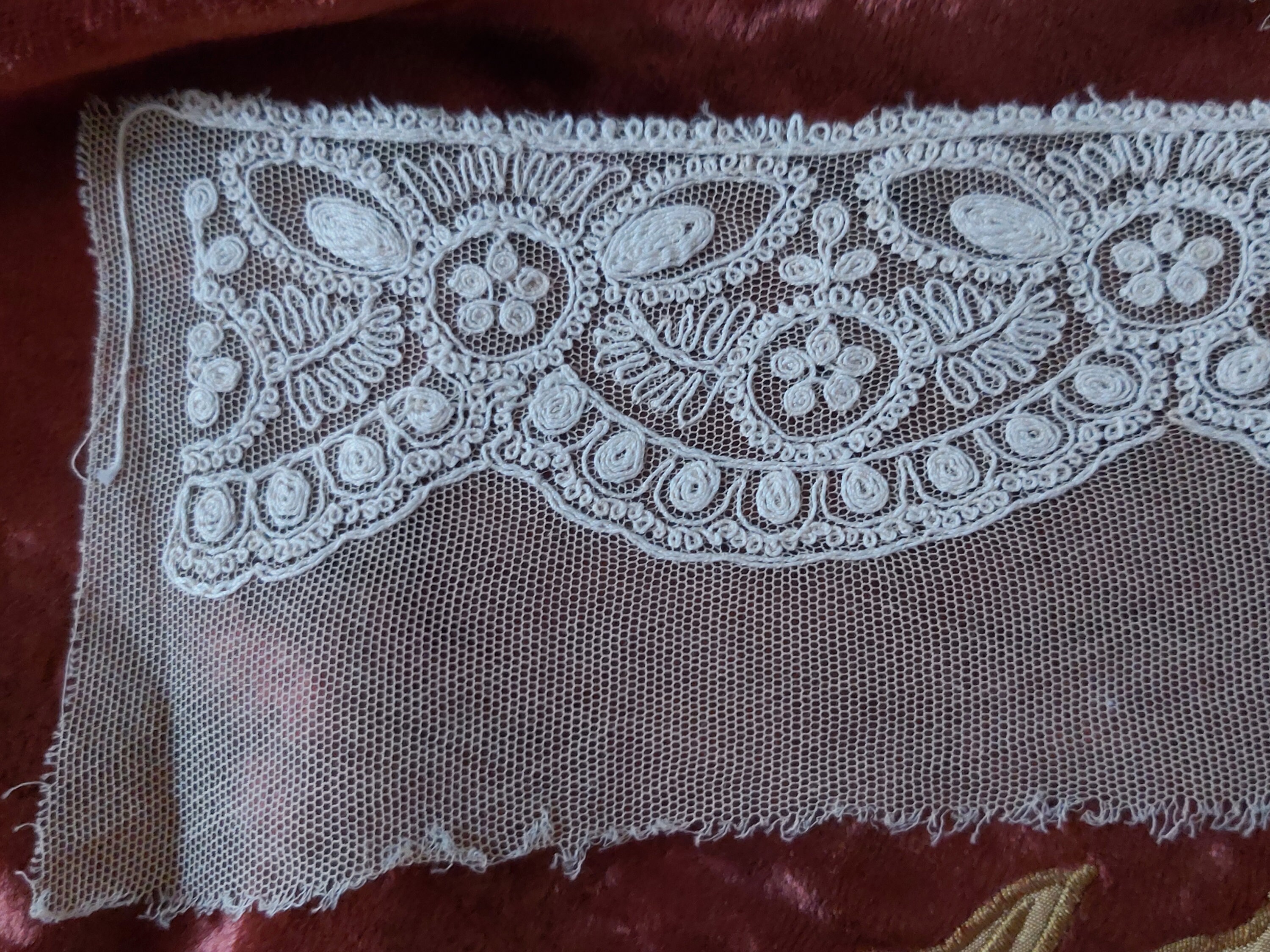 Antique French Embroidered Tulle Lace Trim / Decolletage / Neckline ...