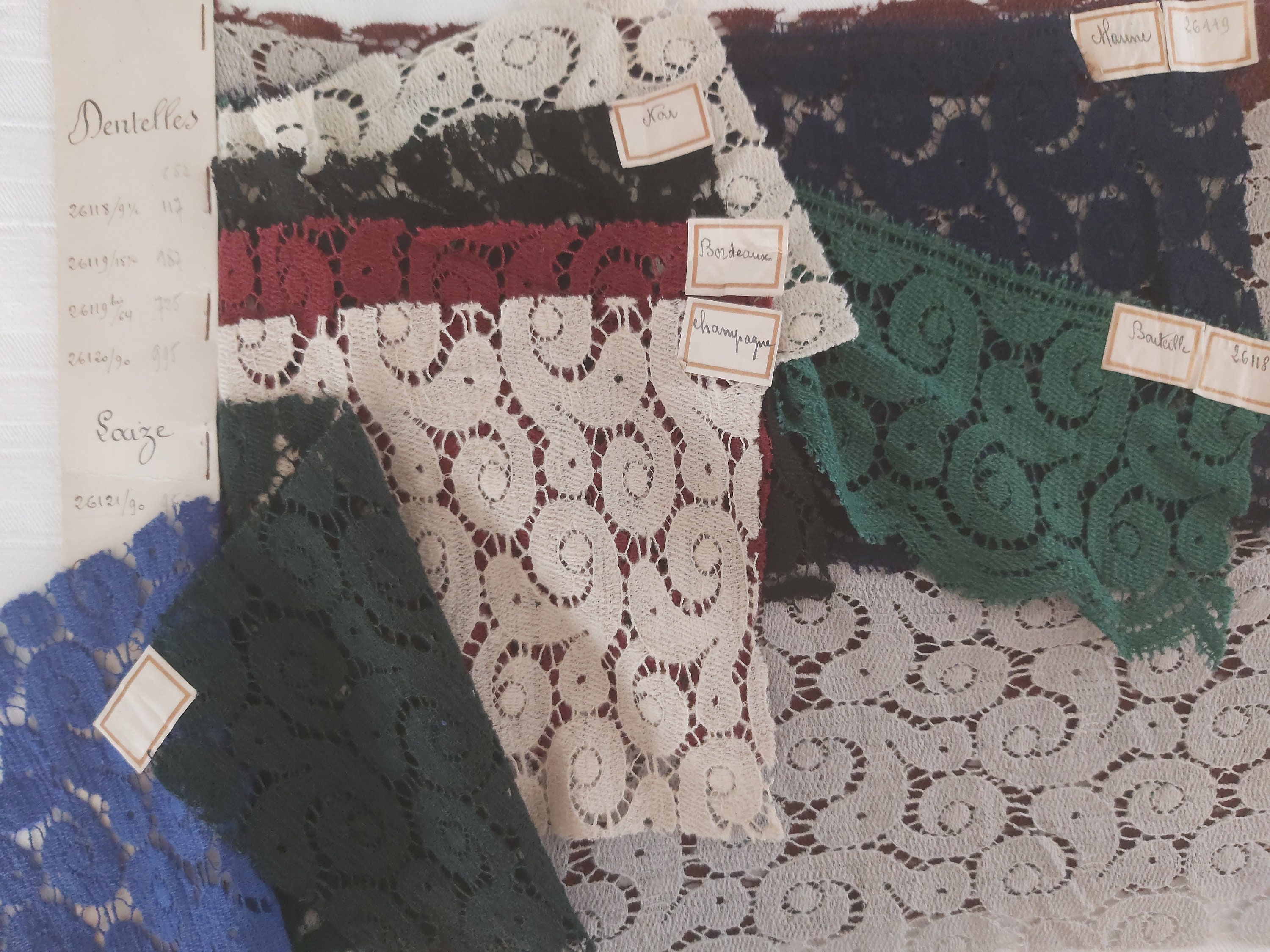 Vintage French Wool Lace Fabric Swatches. Various Sizes in Their ...