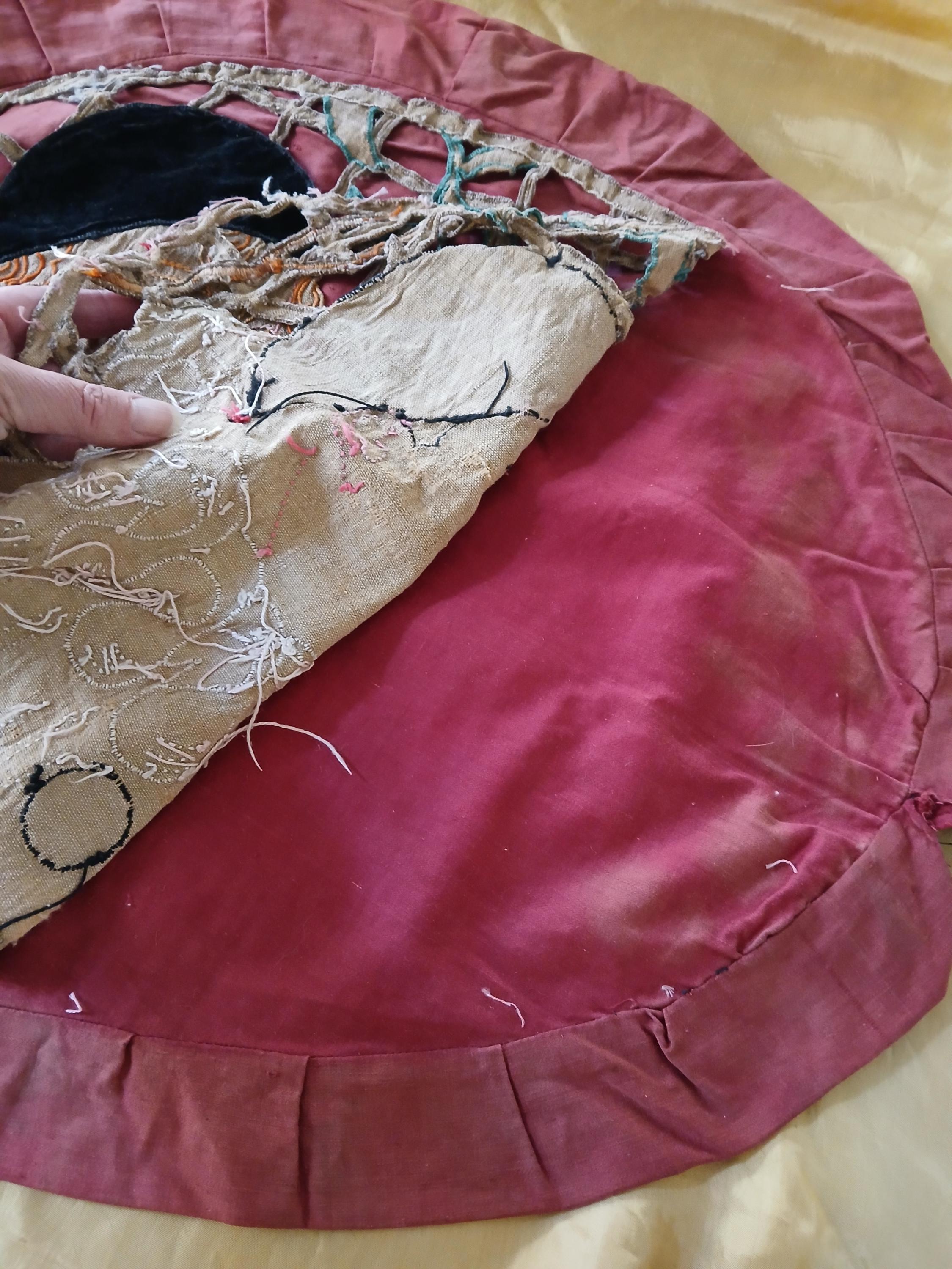 A Salvaged Antique French Hand Embroidered Pierrot and Pierrette ...