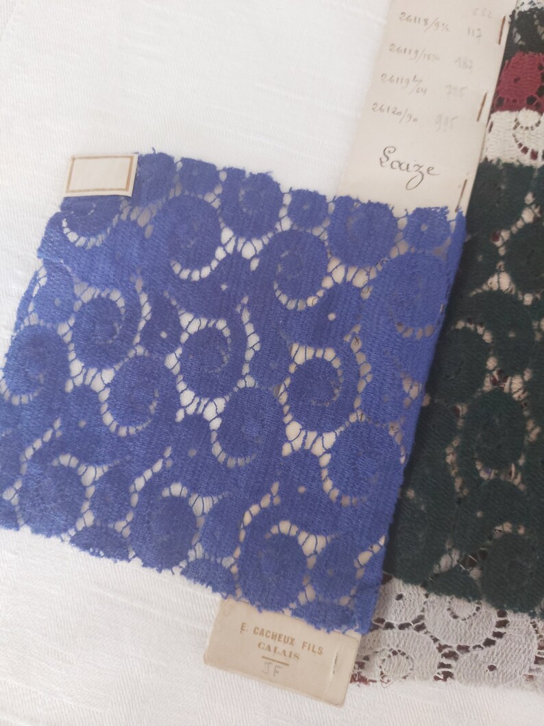 Vintage French Wool Lace Fabric Swatches. Various Sizes in Their ...