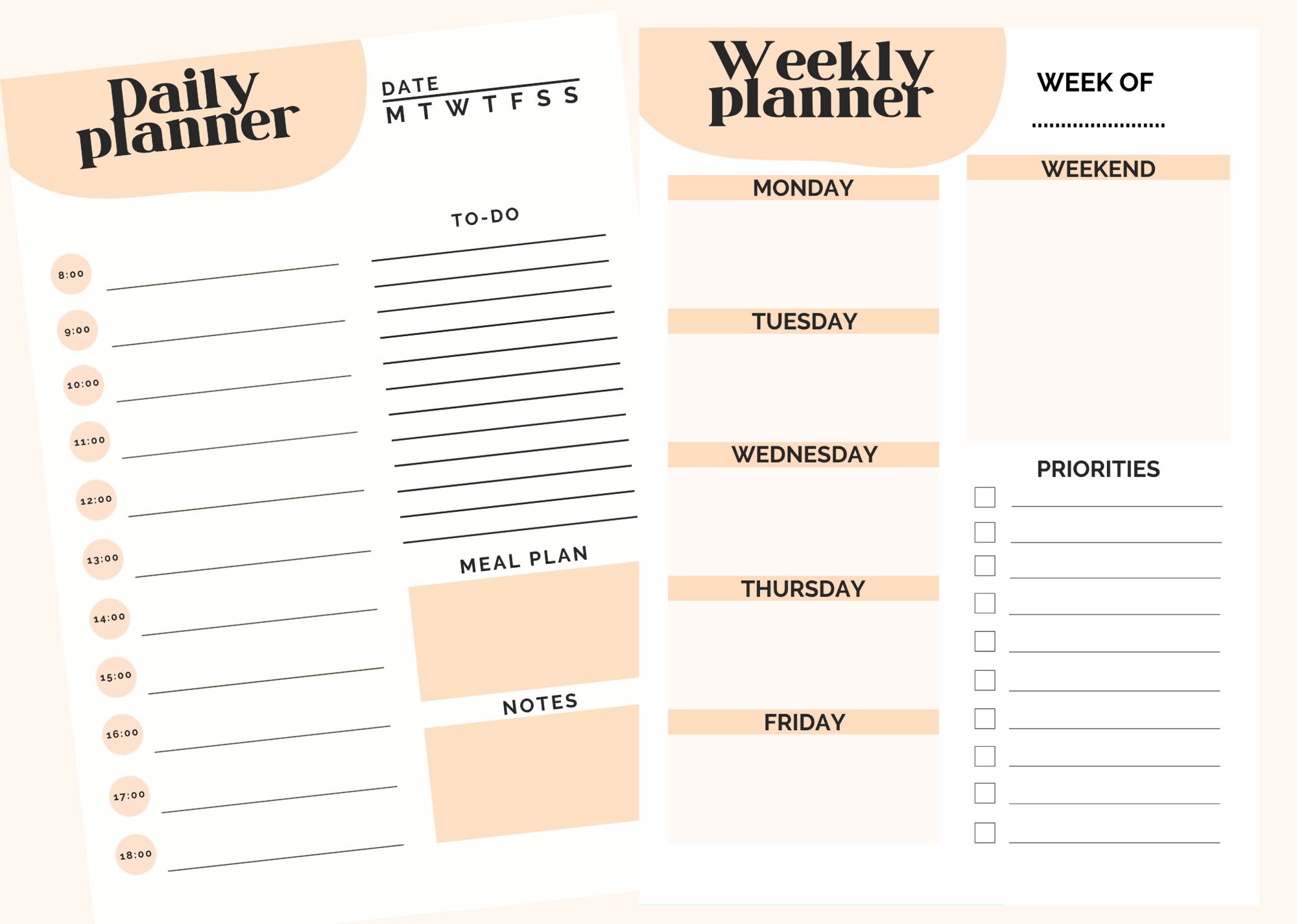 Planner Bundle Daily & Weekly Fun Retro Planner Inserts - Etsy