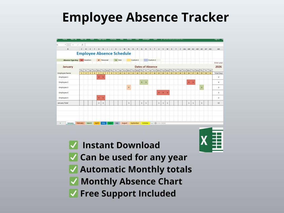 Employee Absence Schedule | Point Tracker | Editable Excel Template ...