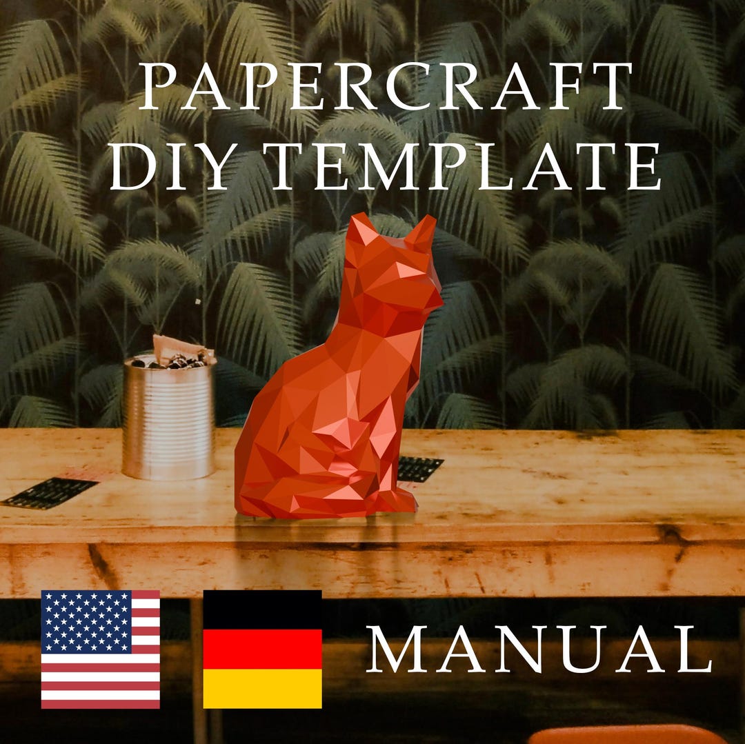 Papercraft Fox Animal Low Poly PDF Template Simple Papertoy DIY Origami ...