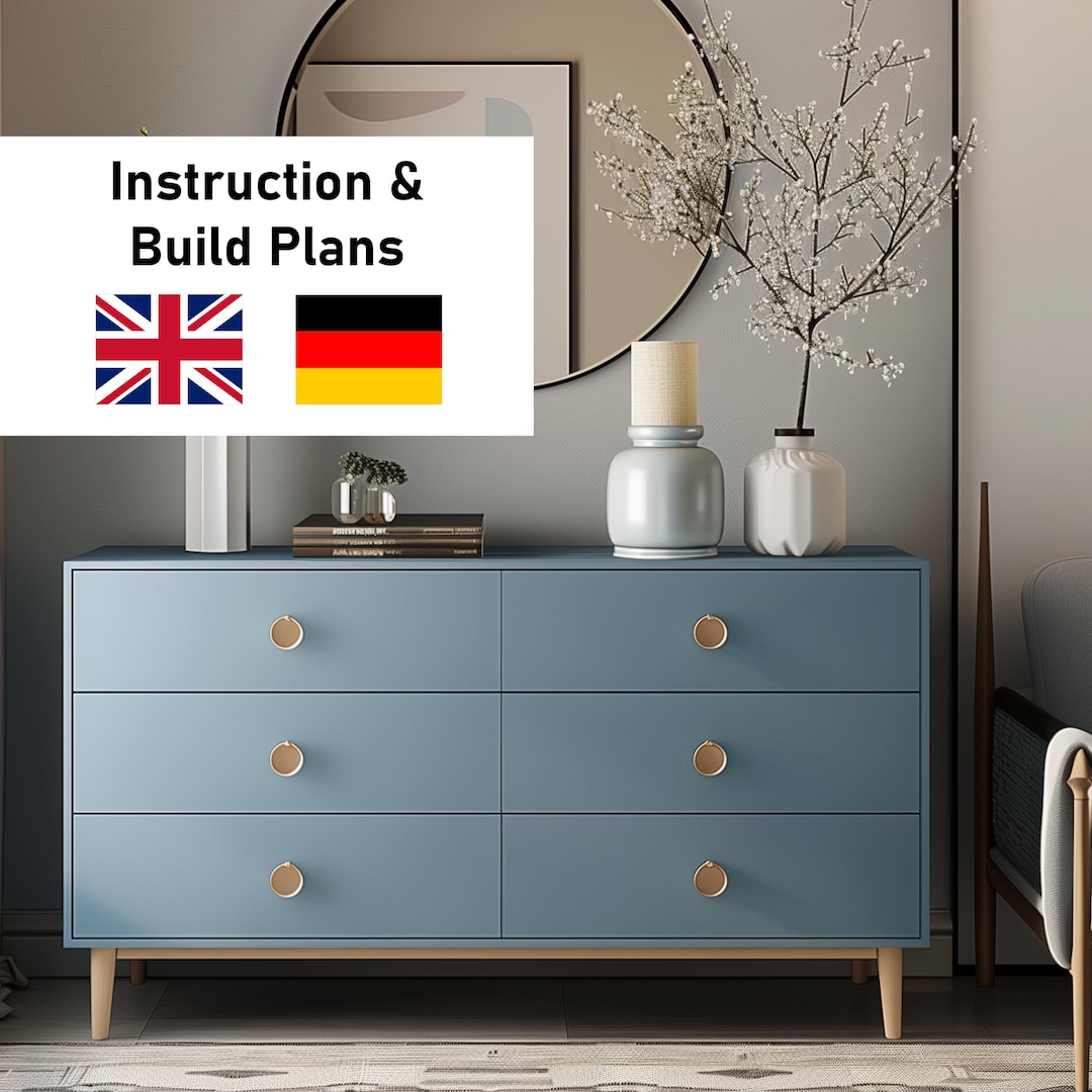 Modern Matt Blue Dresser With 6 Drawers DIY PDF Step by Step ...