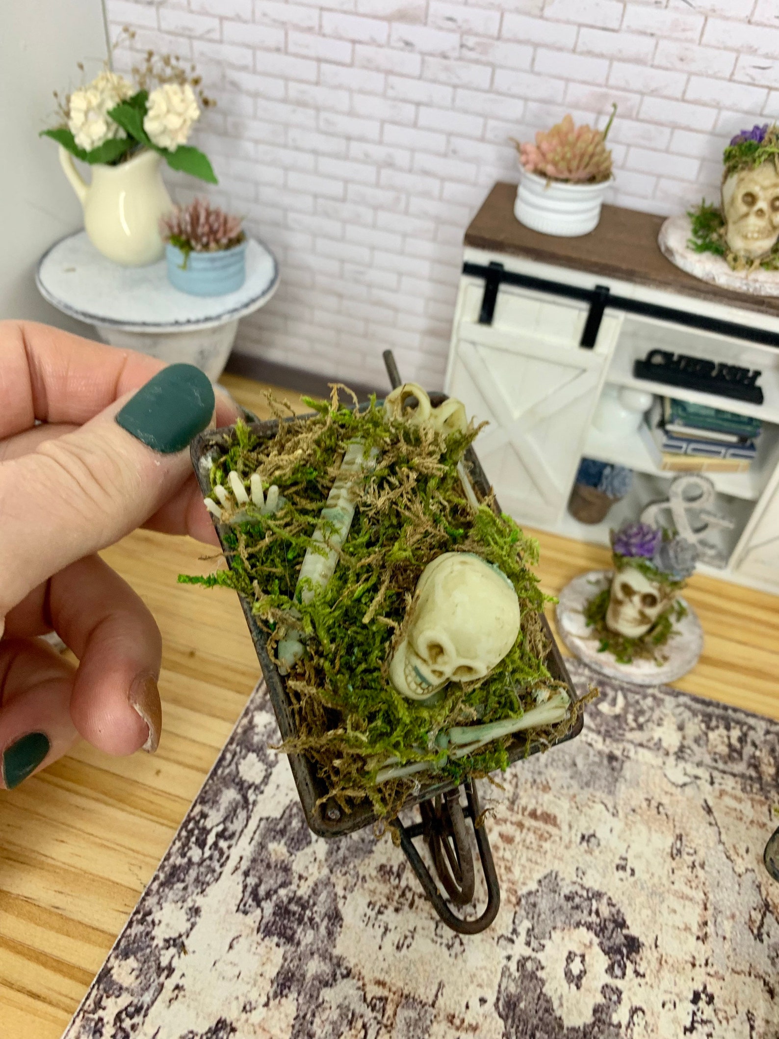 Miniature Skeleton and Bones in a Rusty Wheelbarrow for - Etsy