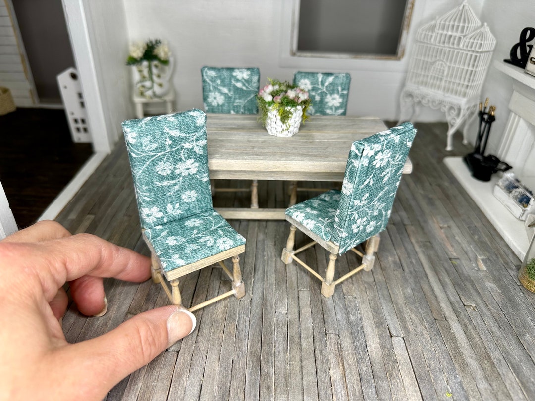 Miniature Dollhouse Dining Room Table Set of 5, Including Table and 4 ...
