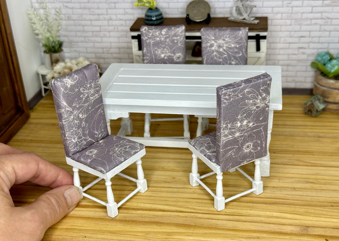 Miniature Dollhouse Dining Room Table Set, Set of 5, Including Table ...