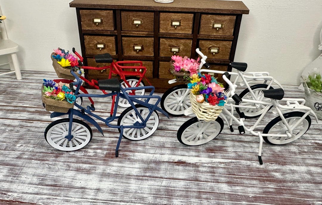 Miniature Decorative Bike or Bicycle With Flower Basket, Multiple ...