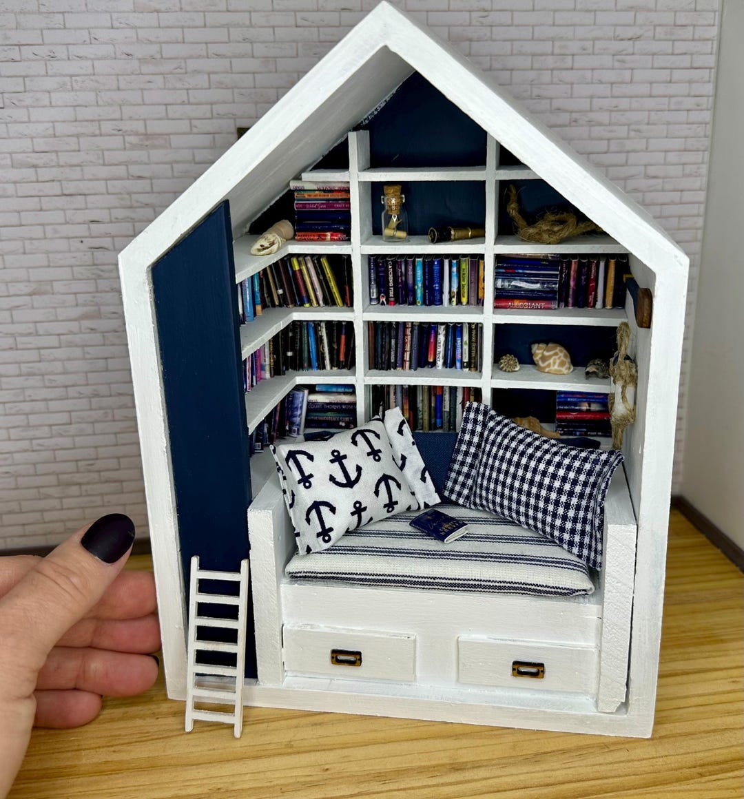Miniature House Shaped Book Nook, Beach Themed, Miniature Books ...