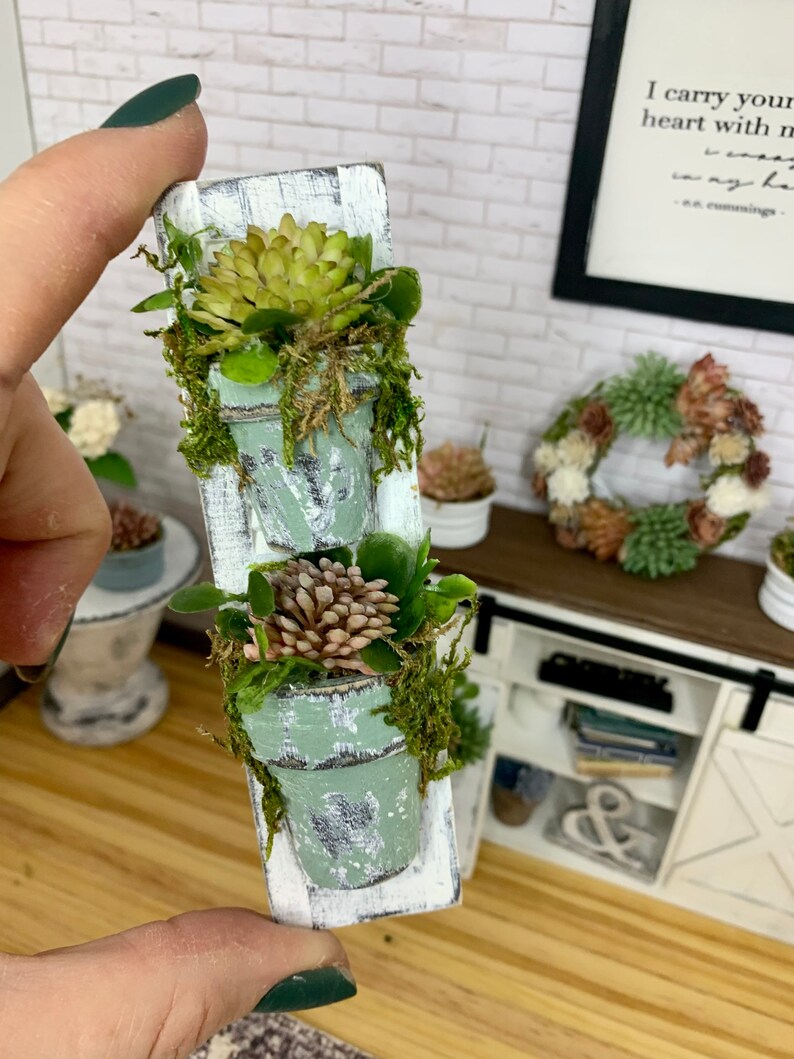 Miniature Dollhouse Decorated Shutters With Planters and - Etsy