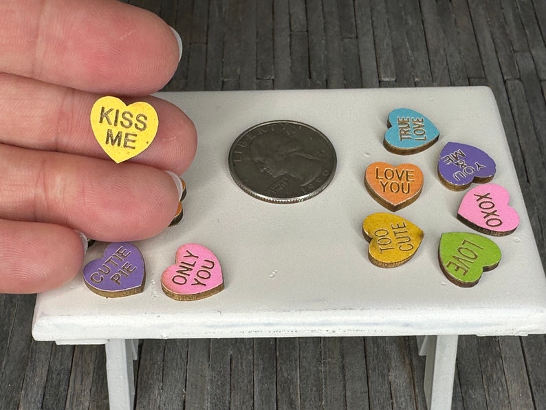 Miniature Dollhouse Conversation Hearts, Mini Valentine Decorations - Etsy