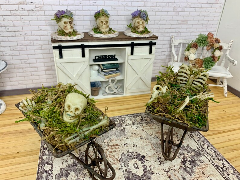 Miniature Skeleton and Bones in a Rusty Wheelbarrow for - Etsy