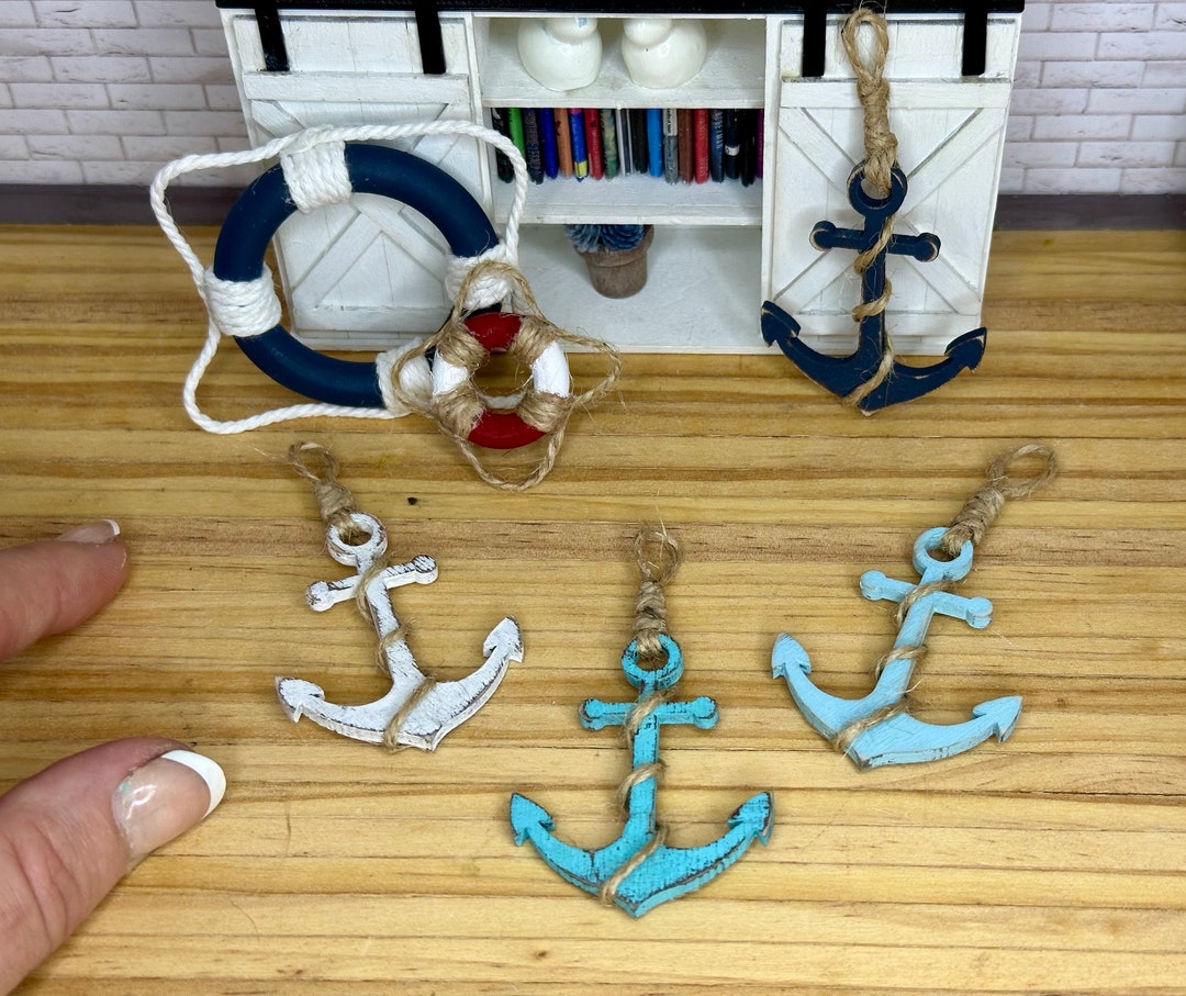 Miniature Dollhouse Beach Decor, Miniature Decorative Anchor - Etsy