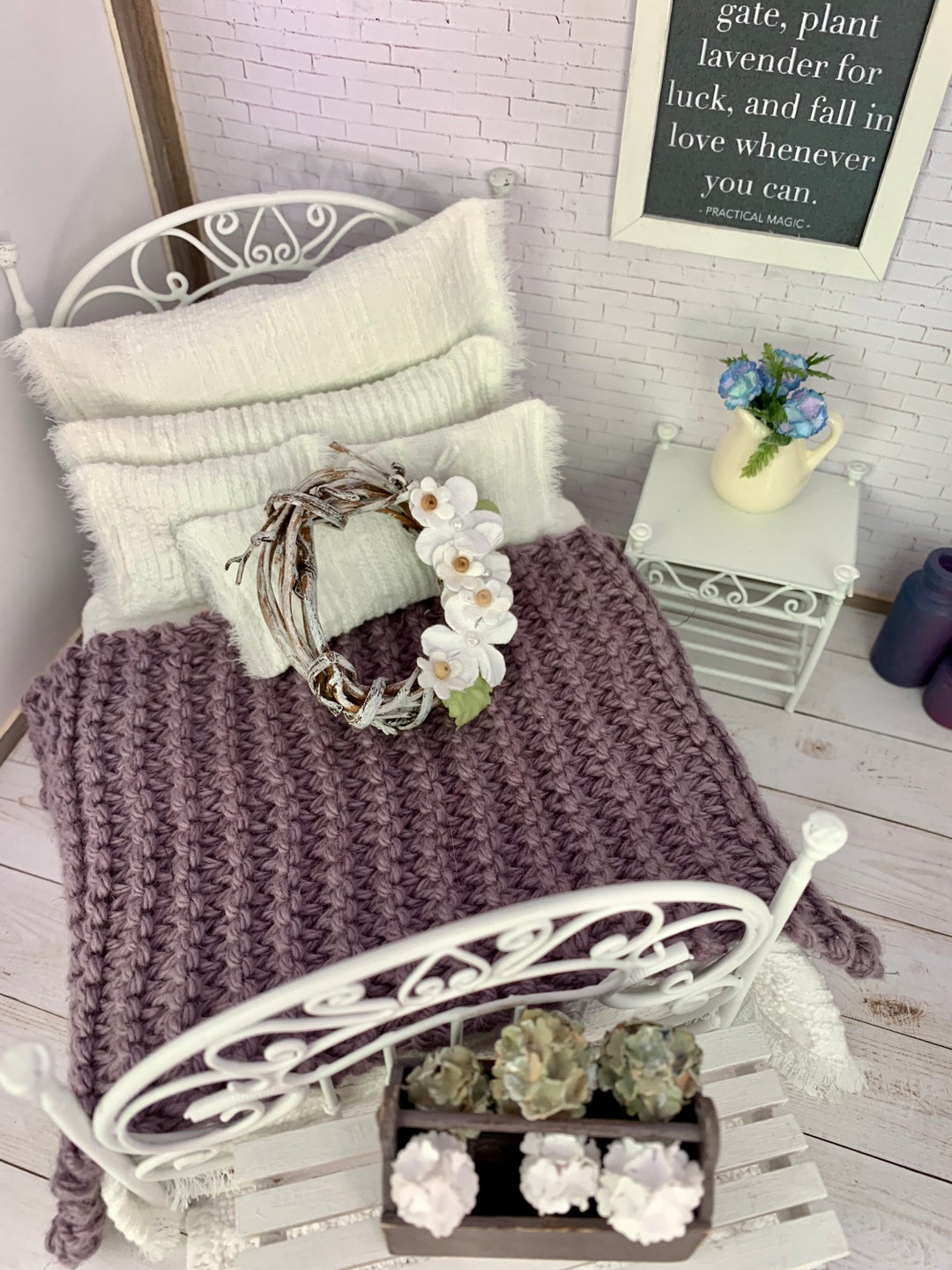 Miniature Knitted Blankets, Miniature Bedding, 1:12, Dollhouse Knit ...