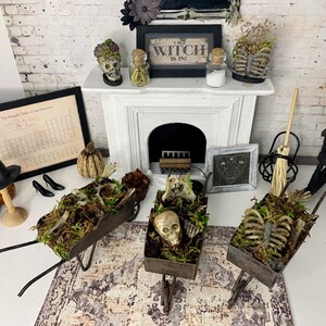 Miniature Skeleton and Bones in a Rusty Wheelbarrow for Haunted or ...