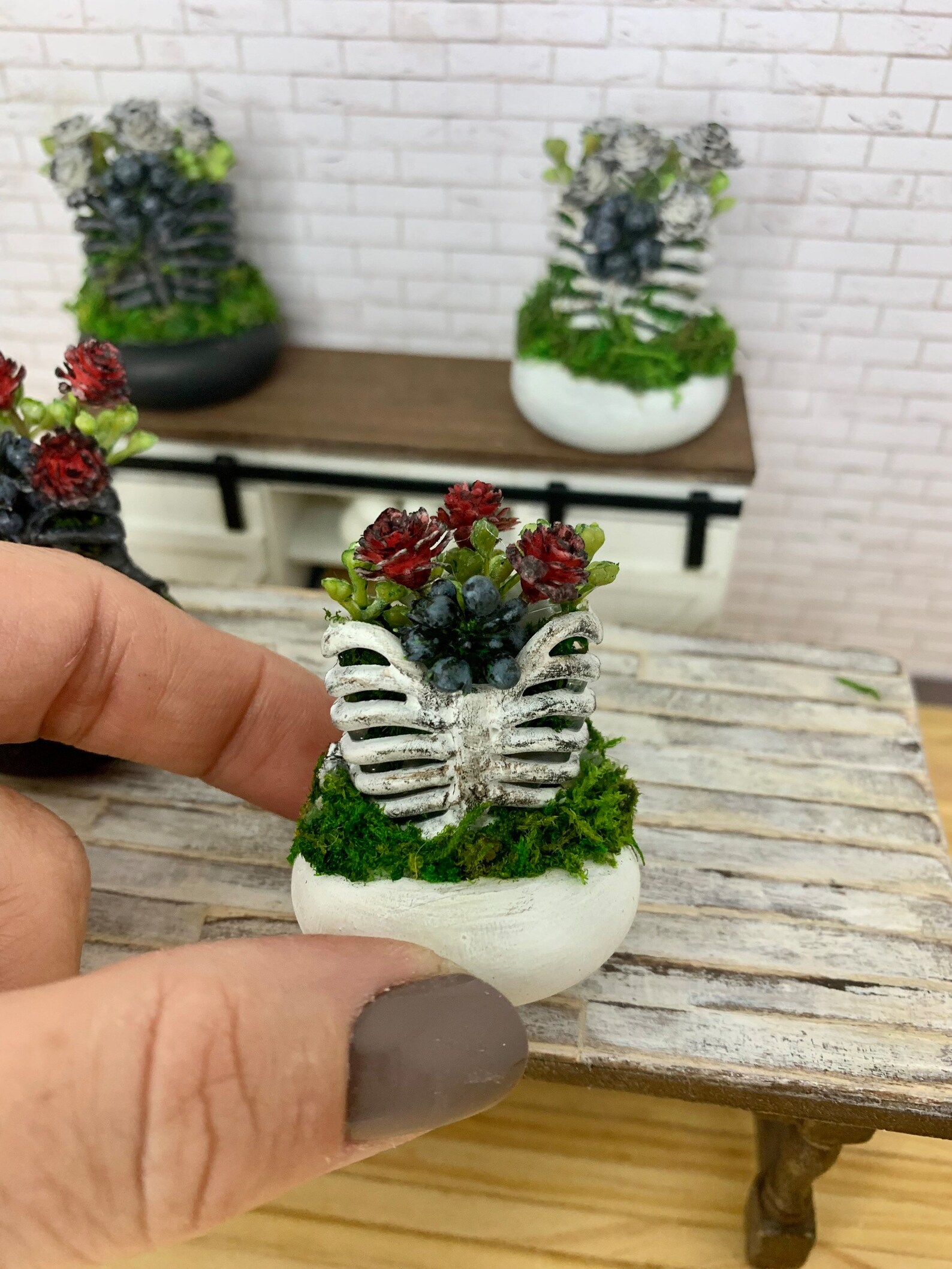 Miniature Dollhouse Halloween/witchy Rib Planter With - Etsy