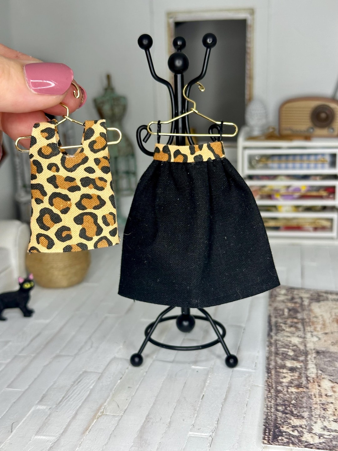 Miniature Display Clothing, Mini Dresses, Leopard Print and Black - Etsy