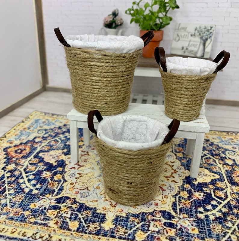 Dollhouse Miniature Rope Baskets Scale 1:12 Miniature | Etsy