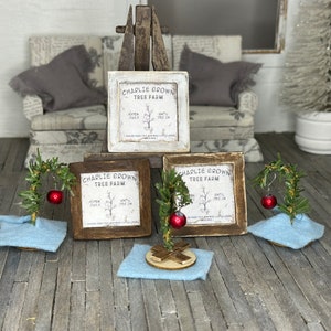 Miniature Dollhouse Charlie Brown Trees and Framed Charlie Brown Tree ...