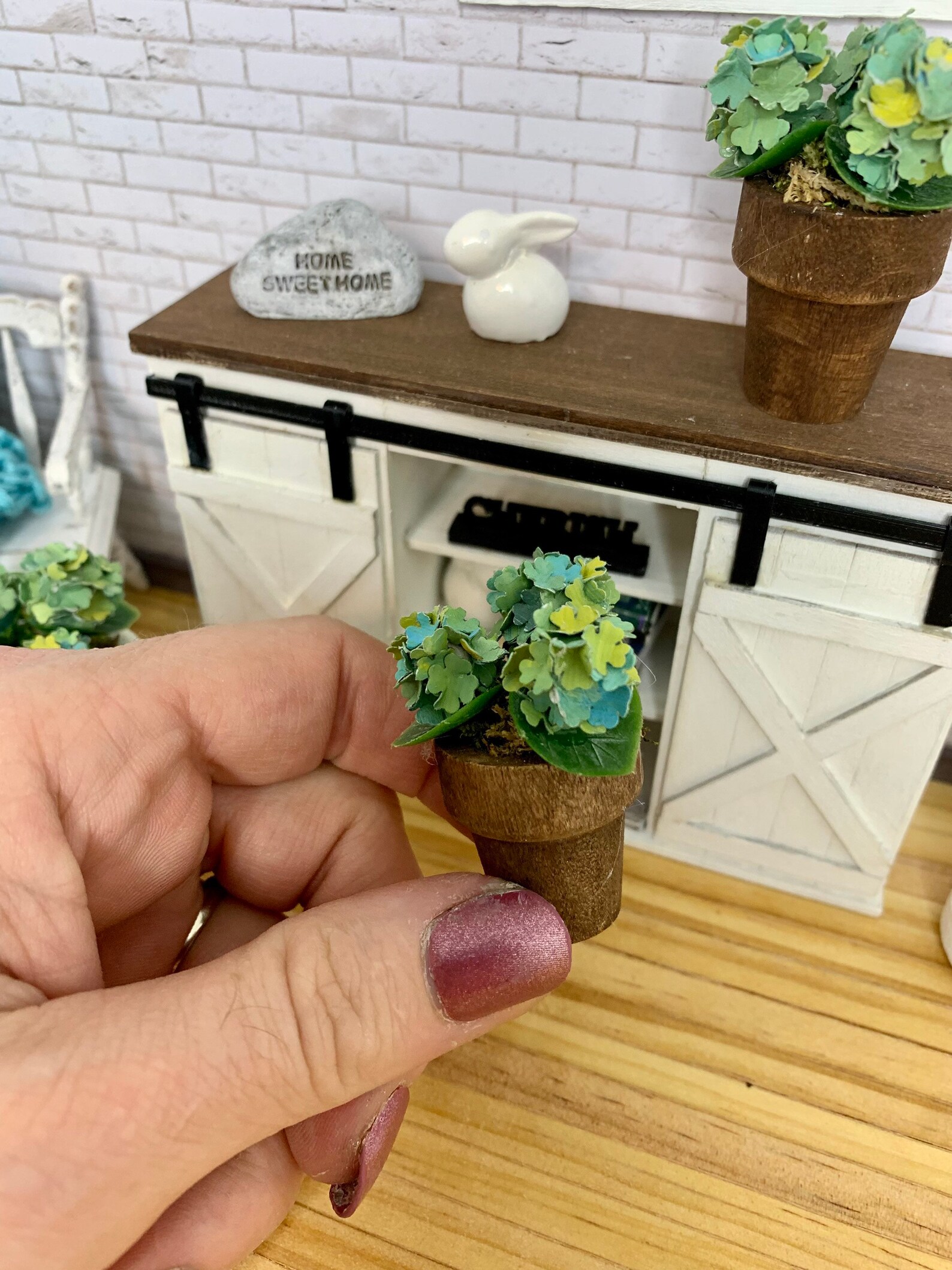 Miniature Dollhouse Aqua Blue/green Hydrangeas, Miniature Flowers ...