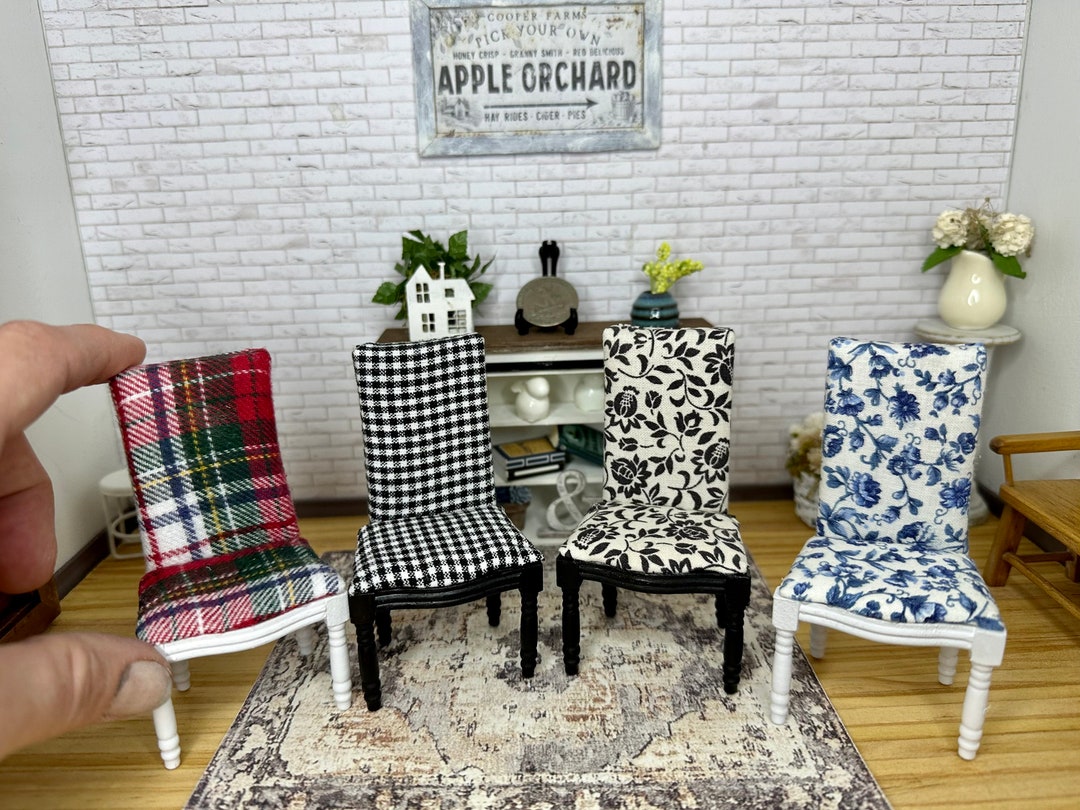 Miniature Dollhouse Fabric Chairs, Dollhouse Furniture, Miniature ...