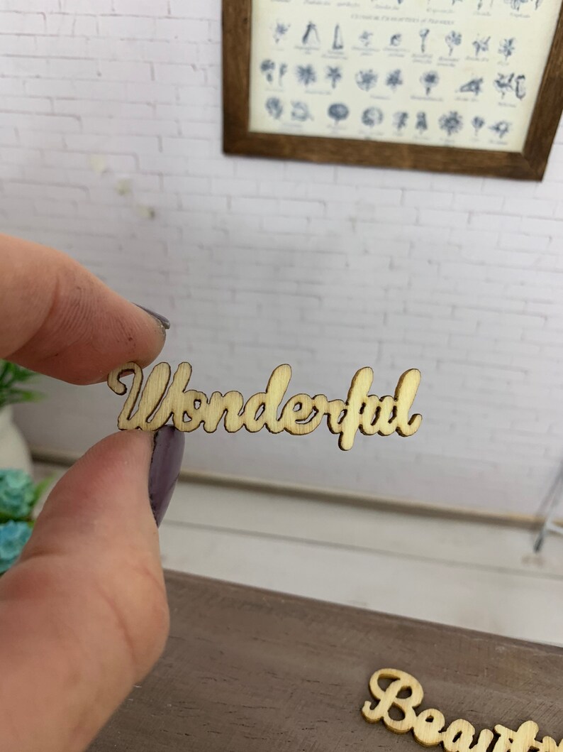 Miniature Wood Cut Out Words Miniature Dollhouse Craft - Etsy