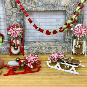 Miniature Dollhouse Decorative Sled, Tiny Sleigh for Christmas or ...