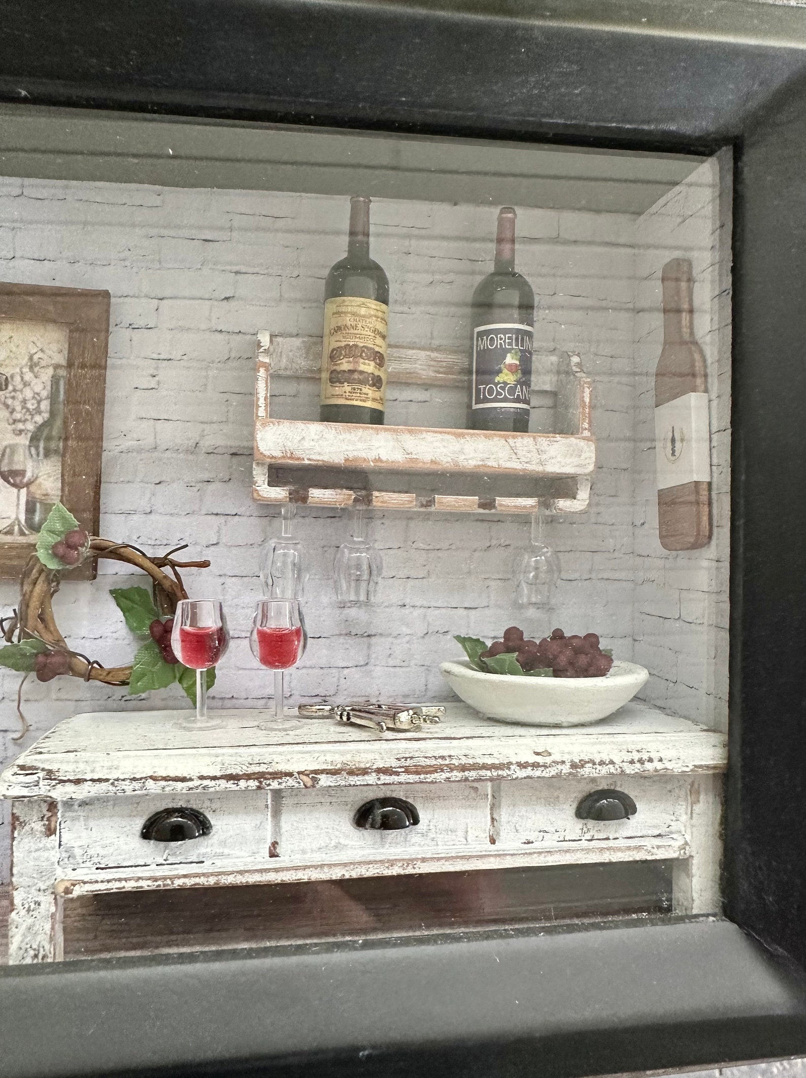 Miniature WINE Display Shadow Box, Mini Wine Diorama Room Box, Mini ...