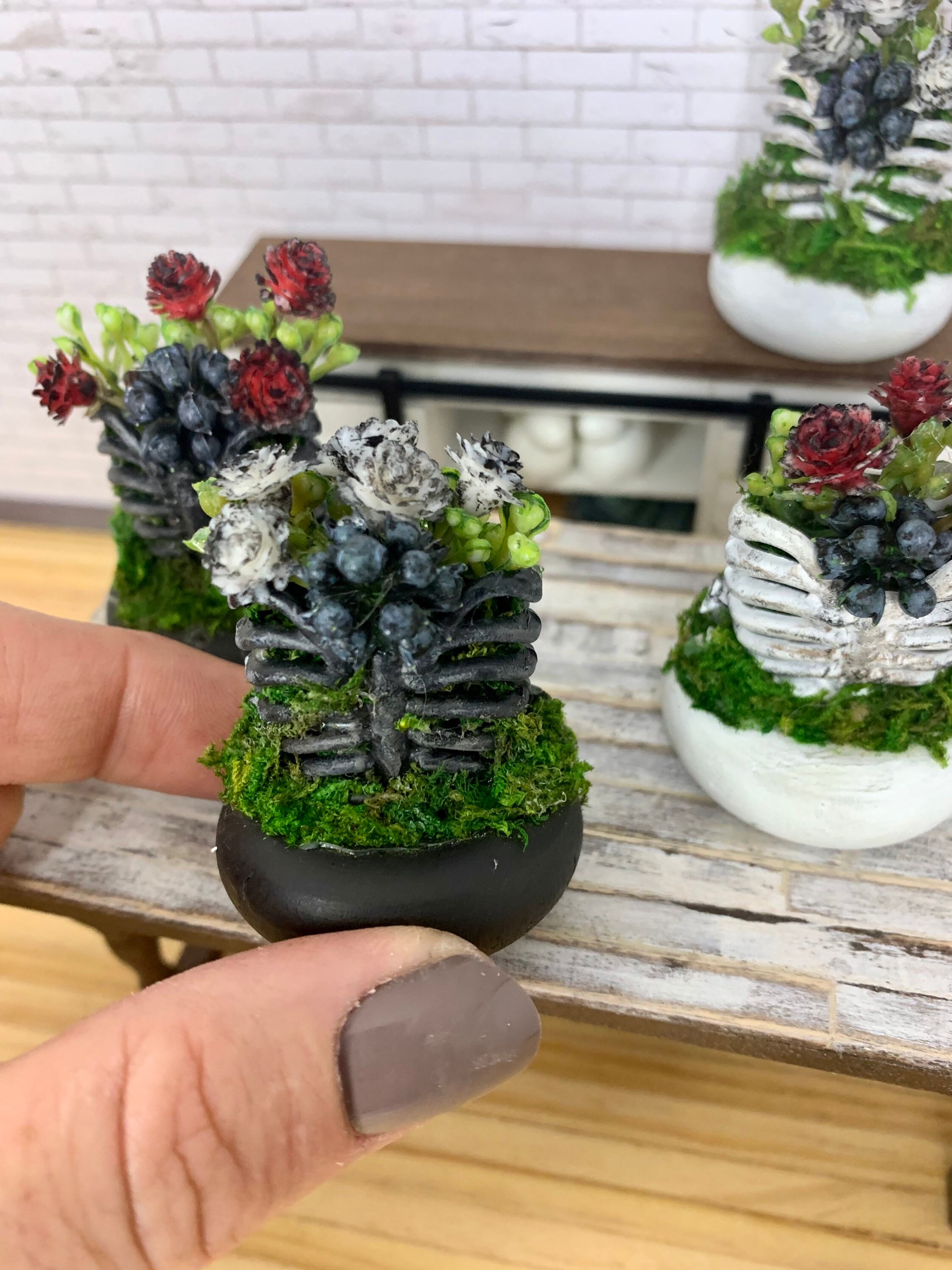 Miniature Dollhouse Halloween/witchy Rib Planter With - Etsy