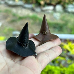 Miniature Dollhouse Decorative Leather Witch or Wizard Hats, Fall or ...