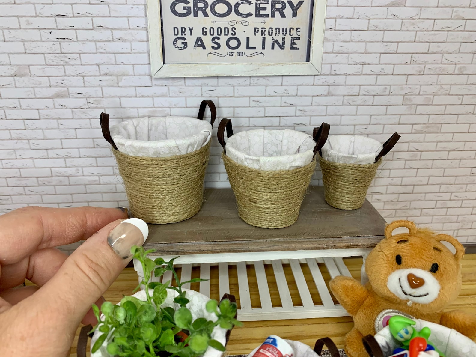Dollhouse Miniature Rope Baskets, Scale 1:12, Miniature Laundry ...