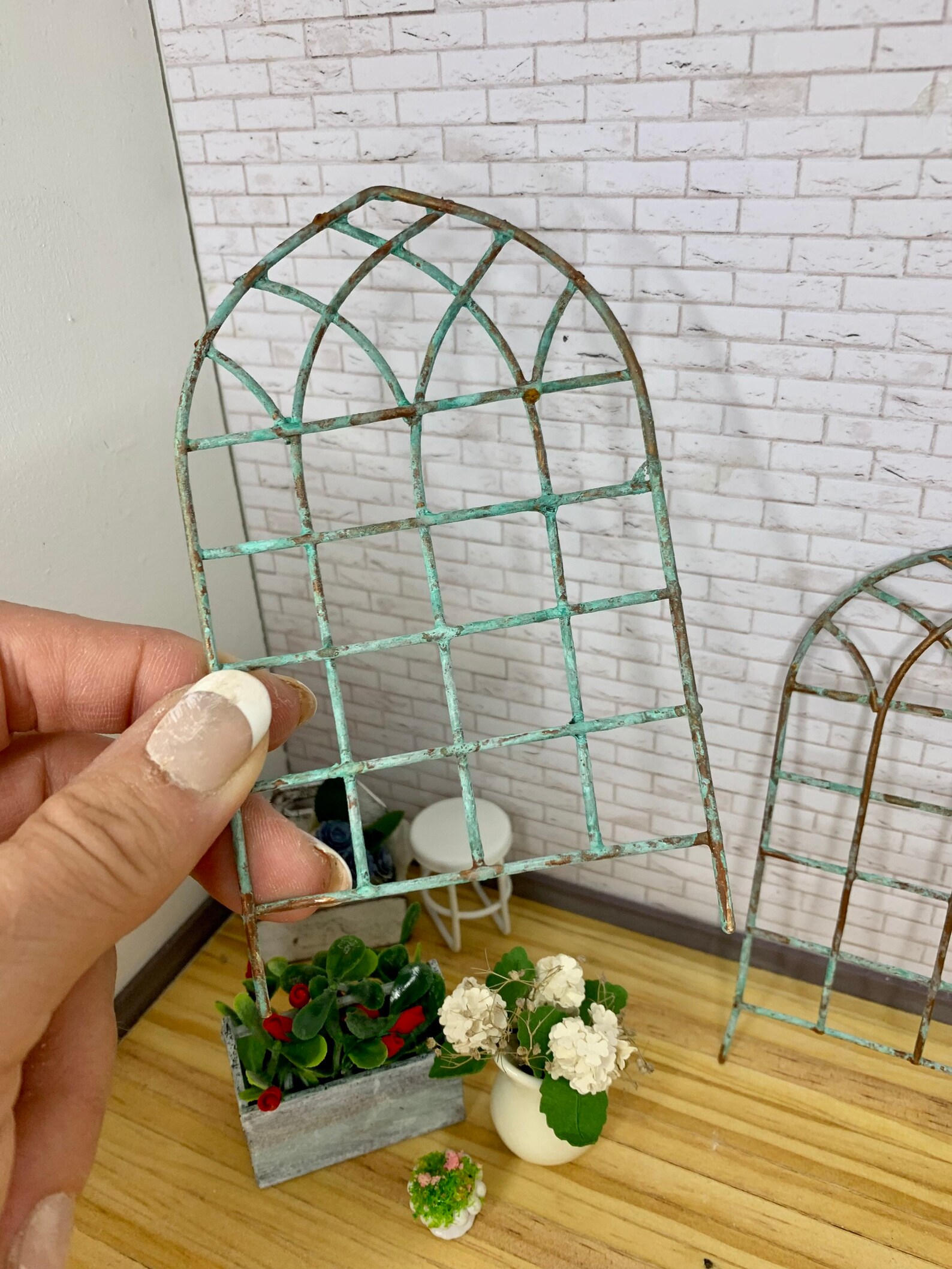 Miniature Dollhouse Patina Metal Trellis Dollhouse Garden or - Etsy
