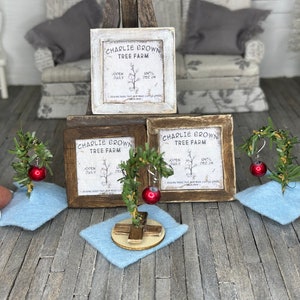 Miniature Dollhouse Charlie Brown Trees and Framed Charlie Brown Tree ...