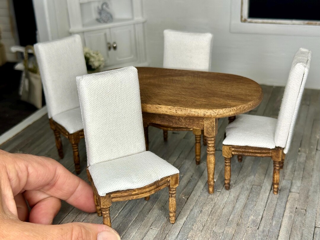 Miniature Dollhouse Dining Table Set, Set of 5 Including 1 Table and 4 ...