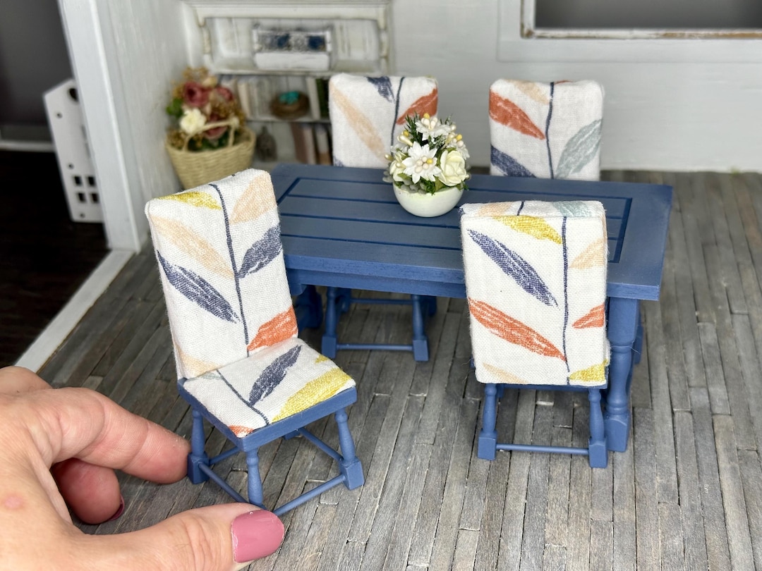 Miniature Dollhouse Dining Room Table Set, Set of 5, Including Table ...