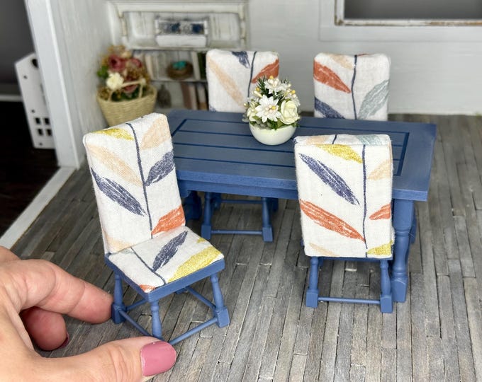 Miniature Dollhouse Dining Room Table Set, Set of 5, Including Table ...