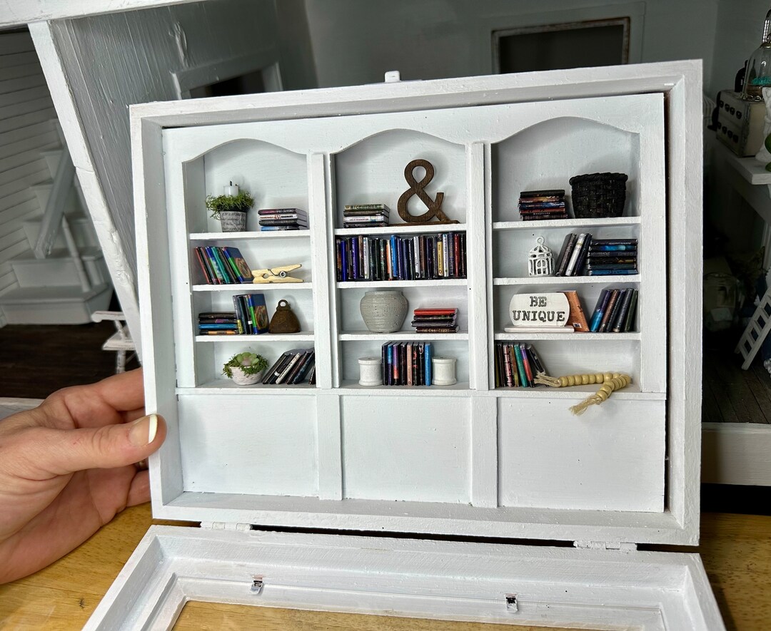 Miniature Dollhouse Bookshelf or Library Room Box, Shadow Box - Etsy