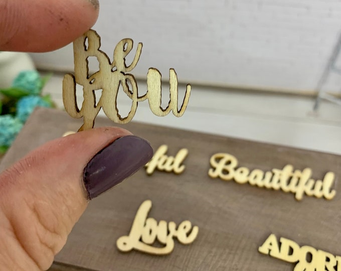 Miniature Wood Cut Out Words, Miniature Dollhouse Craft, Dollhouse ...