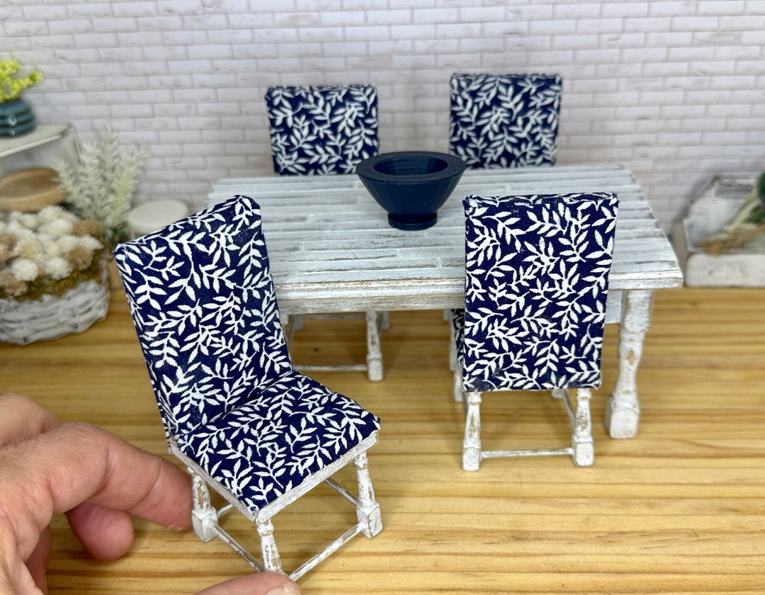 Miniature Dollhouse Dining Table Set, Includes Table and Four Chairs ...