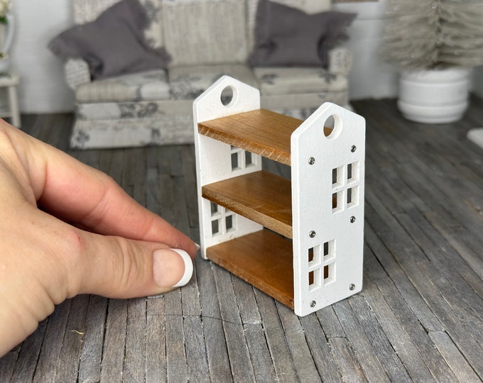 Miniature Dollhouse Bookshelf, House Shaped Bookcase - Etsy
