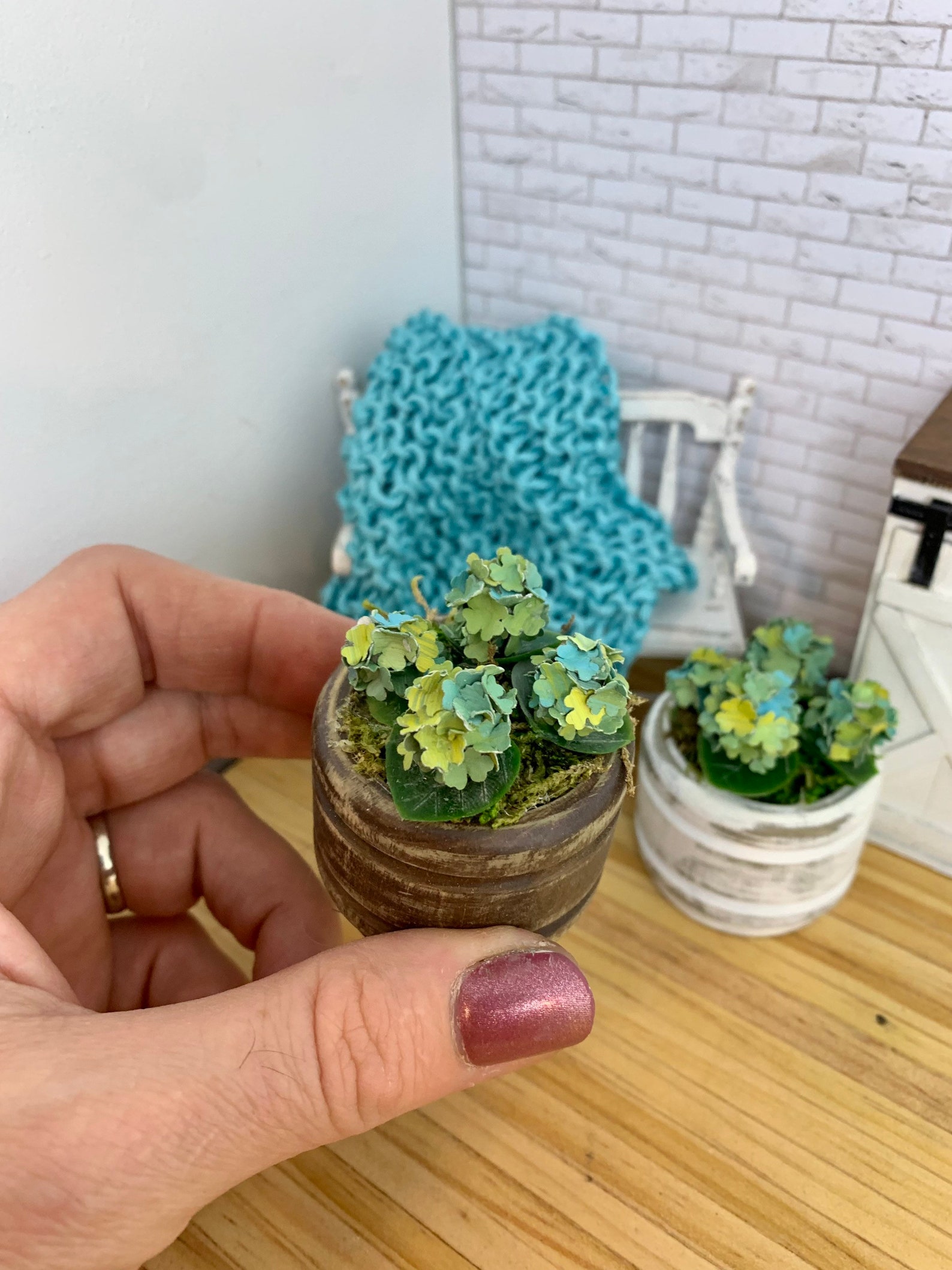Miniature Dollhouse Aqua Blue/green Hydrangeas, Miniature Flowers ...