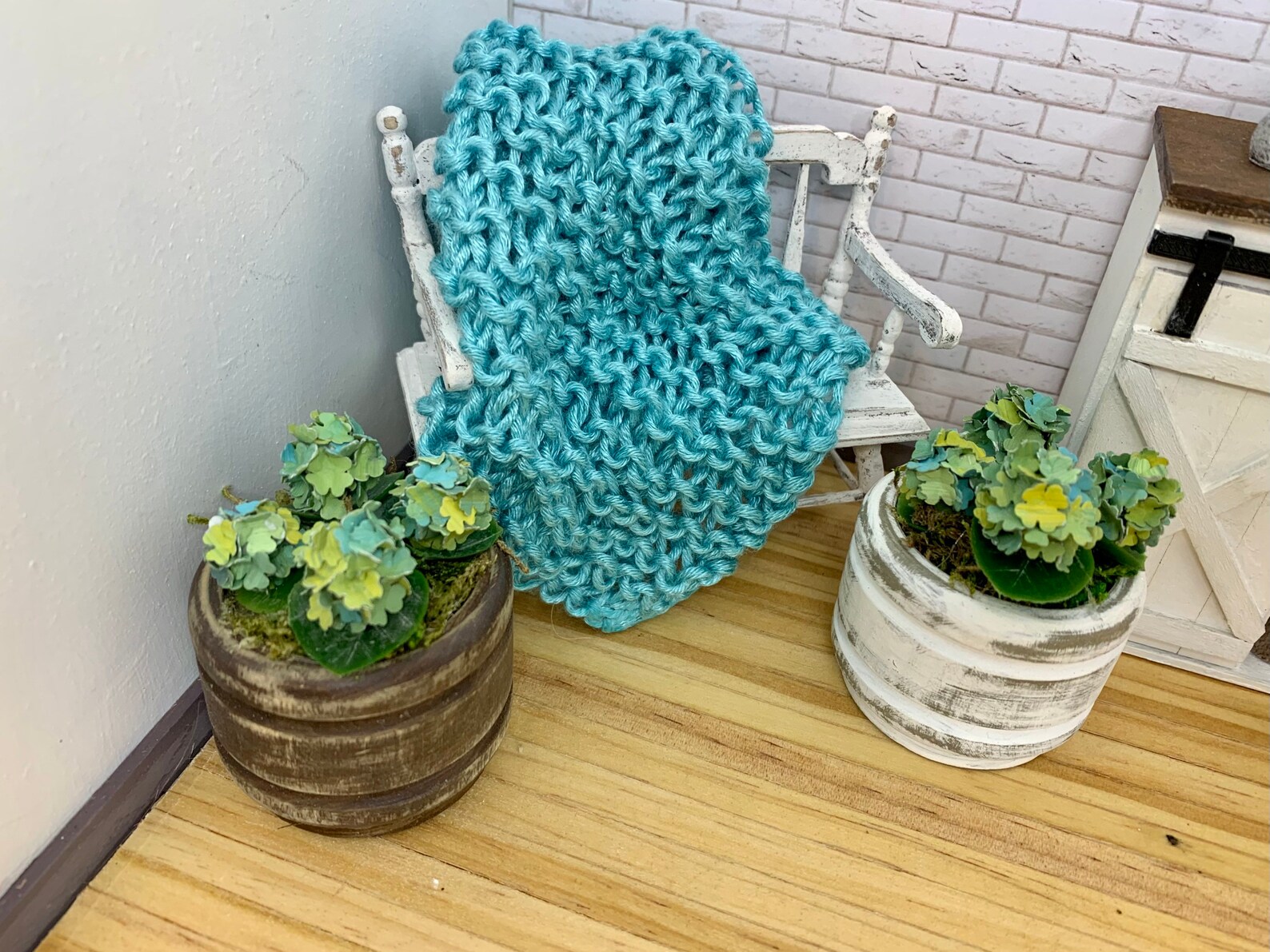 Miniature Dollhouse Aqua Blue/green Hydrangeas, Miniature Flowers ...