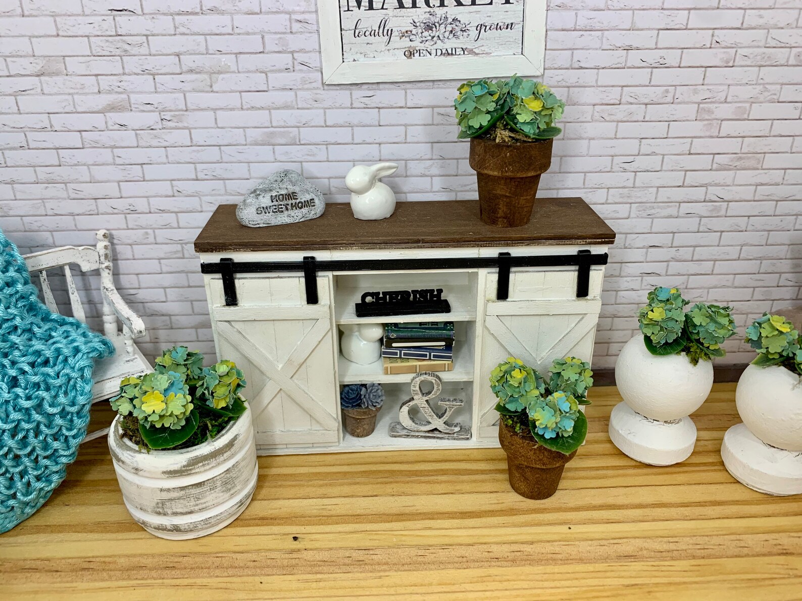 Miniature Dollhouse Aqua Blue/green Hydrangeas, Miniature Flowers ...