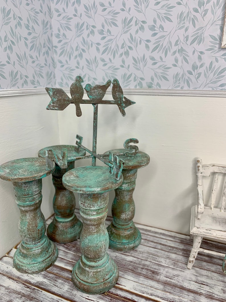 Miniature Dollhouse Aged Patina Weather Vane, Miniature Garden ...