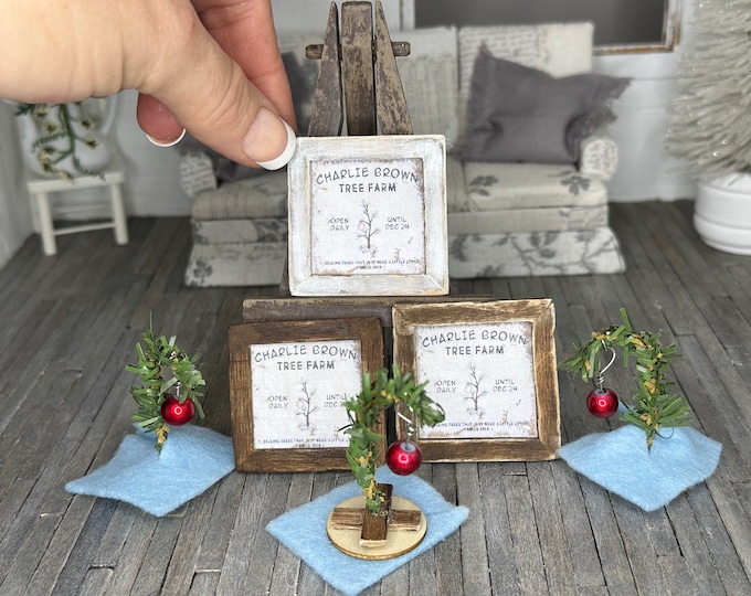 Miniature Dollhouse Charlie Brown Trees and Framed Charlie Brown Tree ...